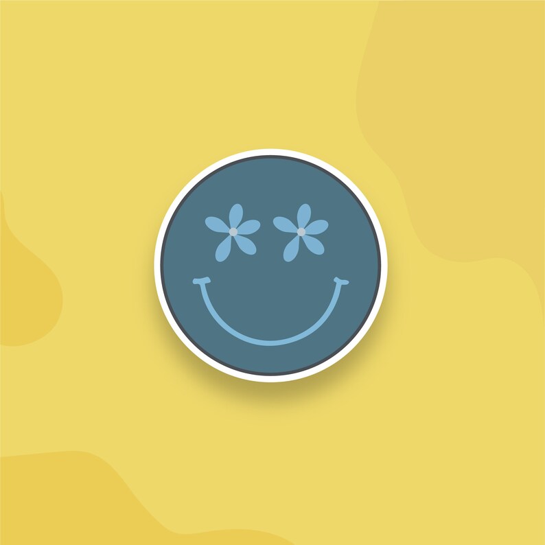 Monochrome Flower Smiley Face Sticker Pack 3 - Etsy