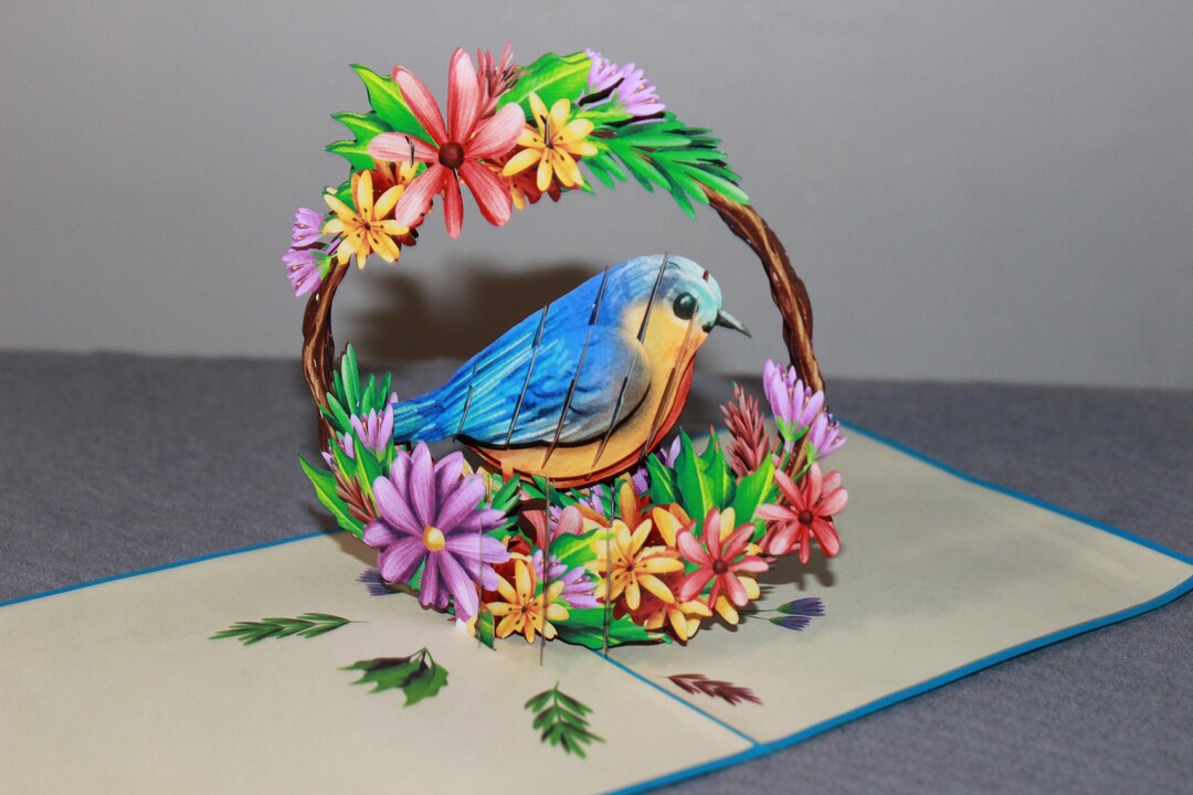 Handmade Bluebird Pop-up Card: 3D Greeting Card (5x7 Inch - Etsy