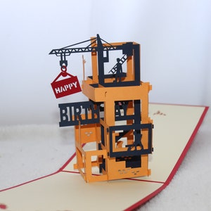 Construction Crane Pop up Birthday Card: Handmade 3D Design - Etsy