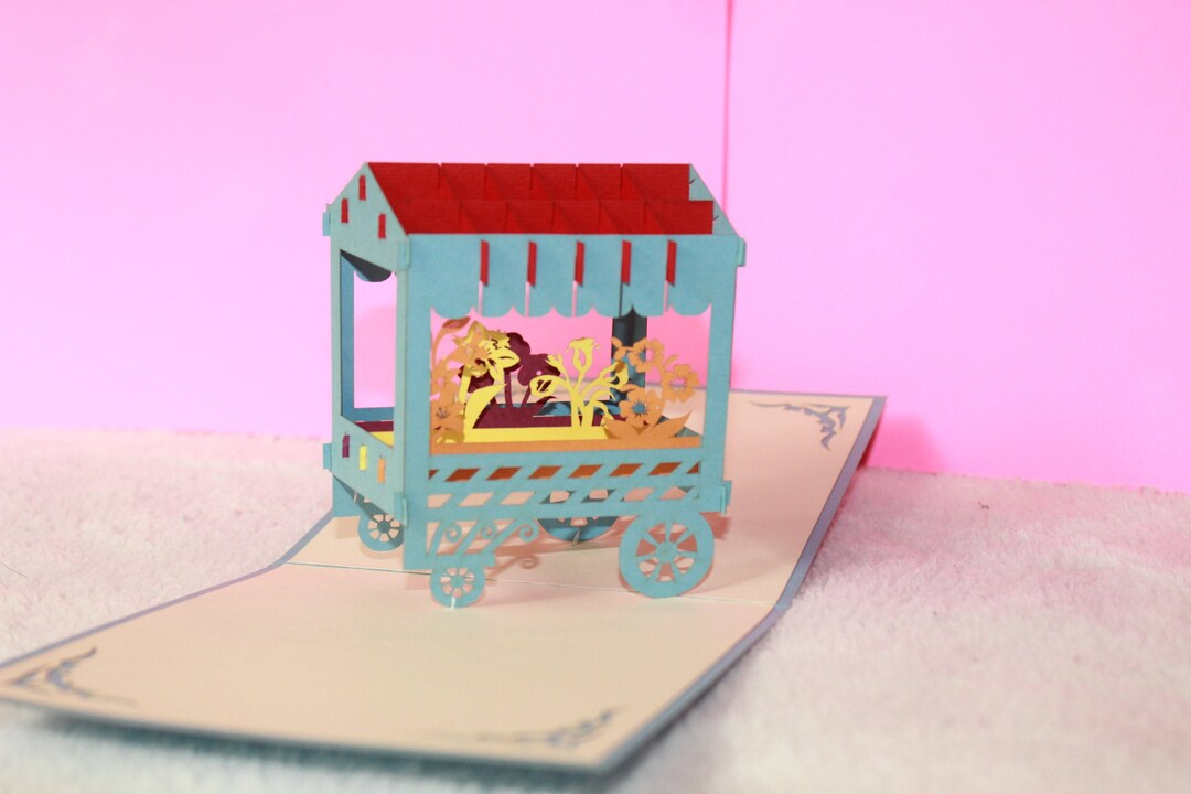 Pop up Flower Cart/ Flower Cart Pop Up/ Flower Cart/ Pop up Card - Etsy