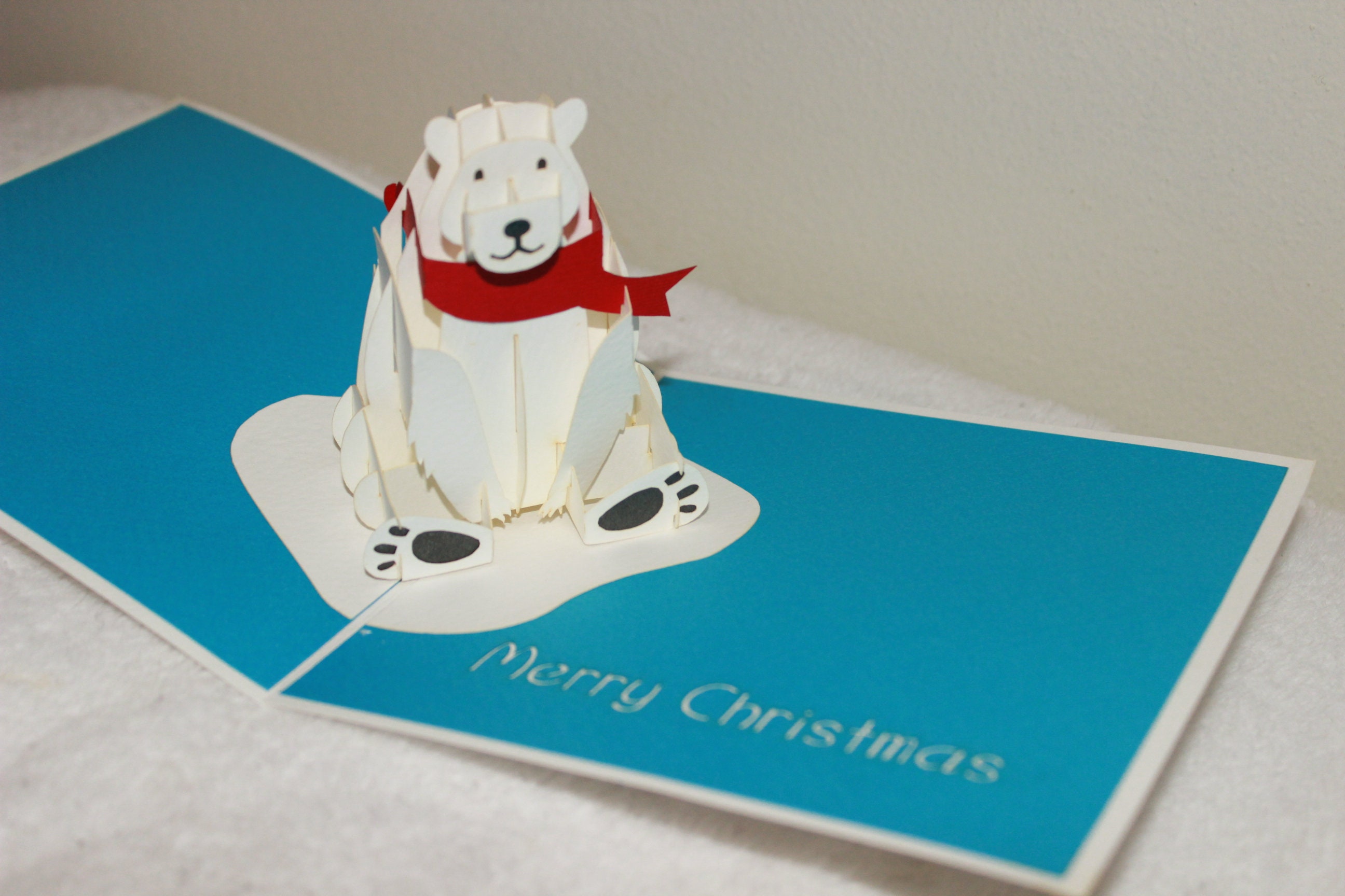 Pop up Christmas Card/ Pop up Polar Bear/ Christmas Pop up Card - Etsy