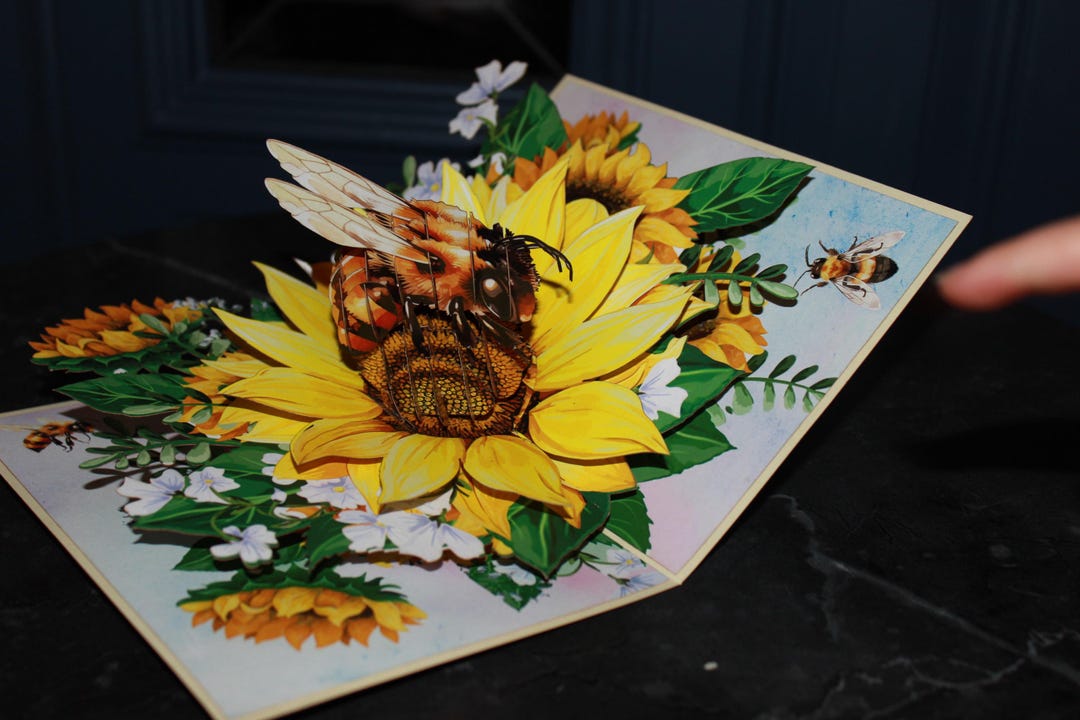 3D Pop up Bee and Sunflower Card - Etsy