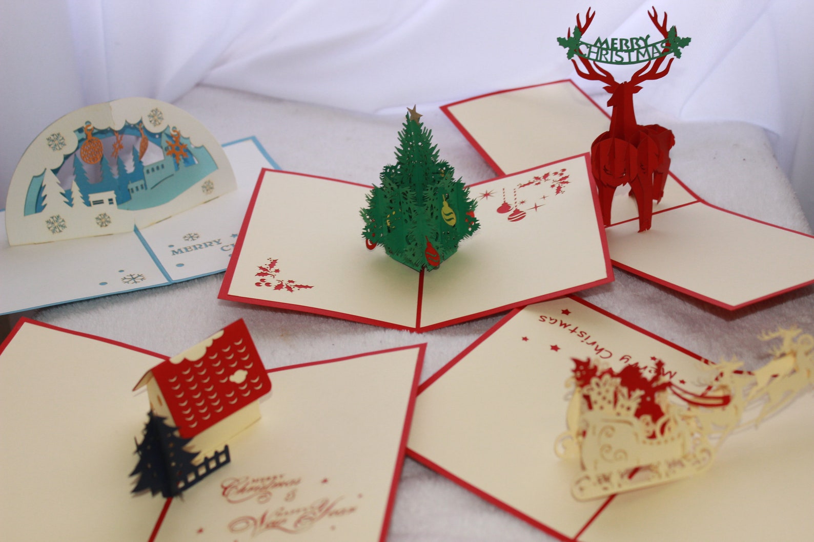 Set of 5 Pop up Christmas Cards - Etsy