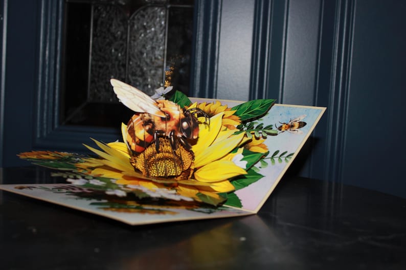 3D Pop up Bee and Sunflower Card - Etsy