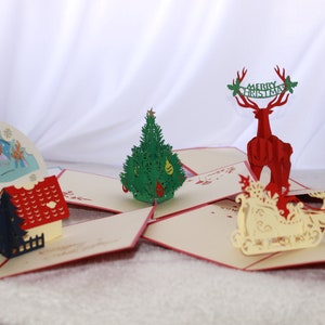 Set of 5 Pop up Christmas Cards - Etsy