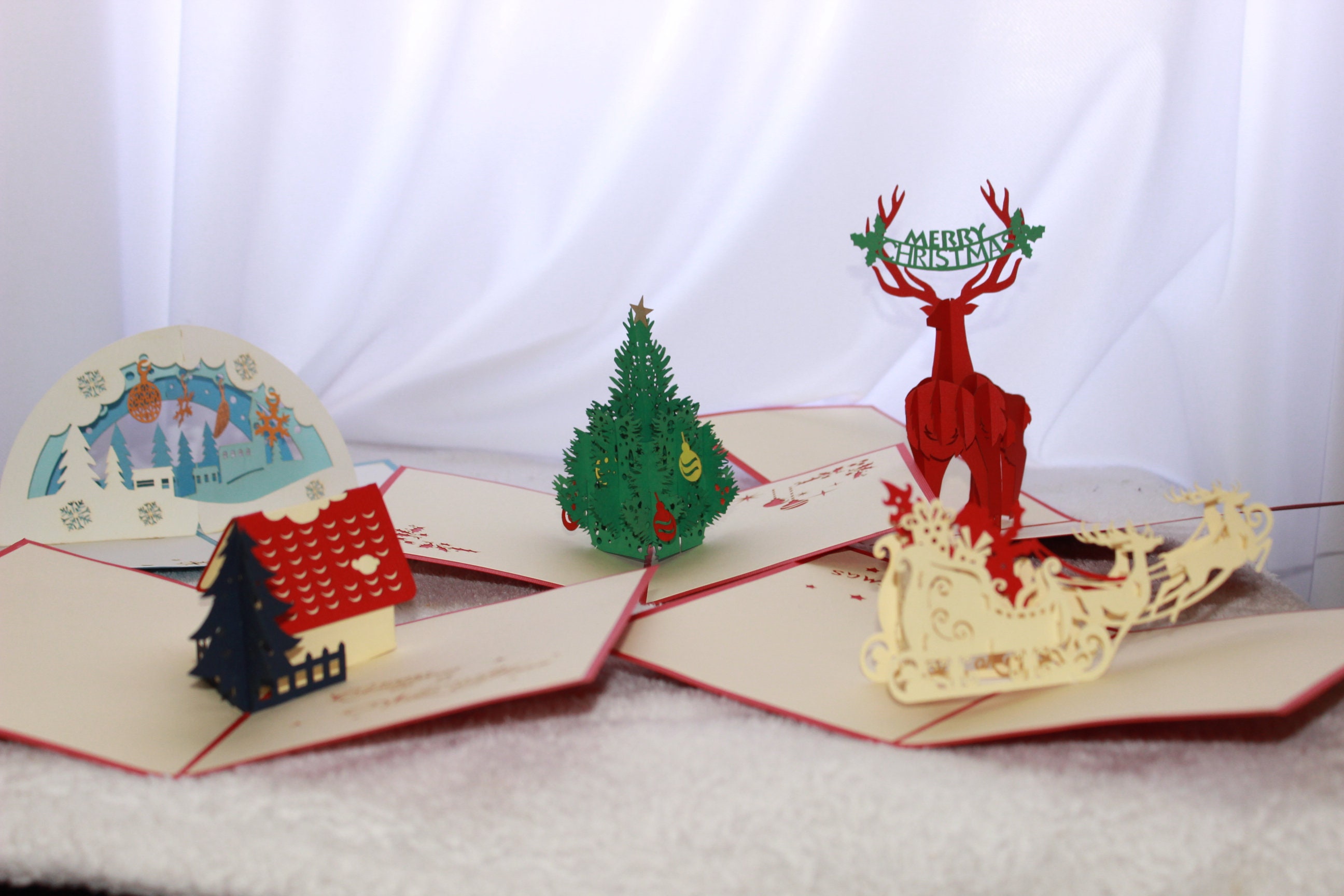 Set of 5 Pop up Christmas Cards - Etsy