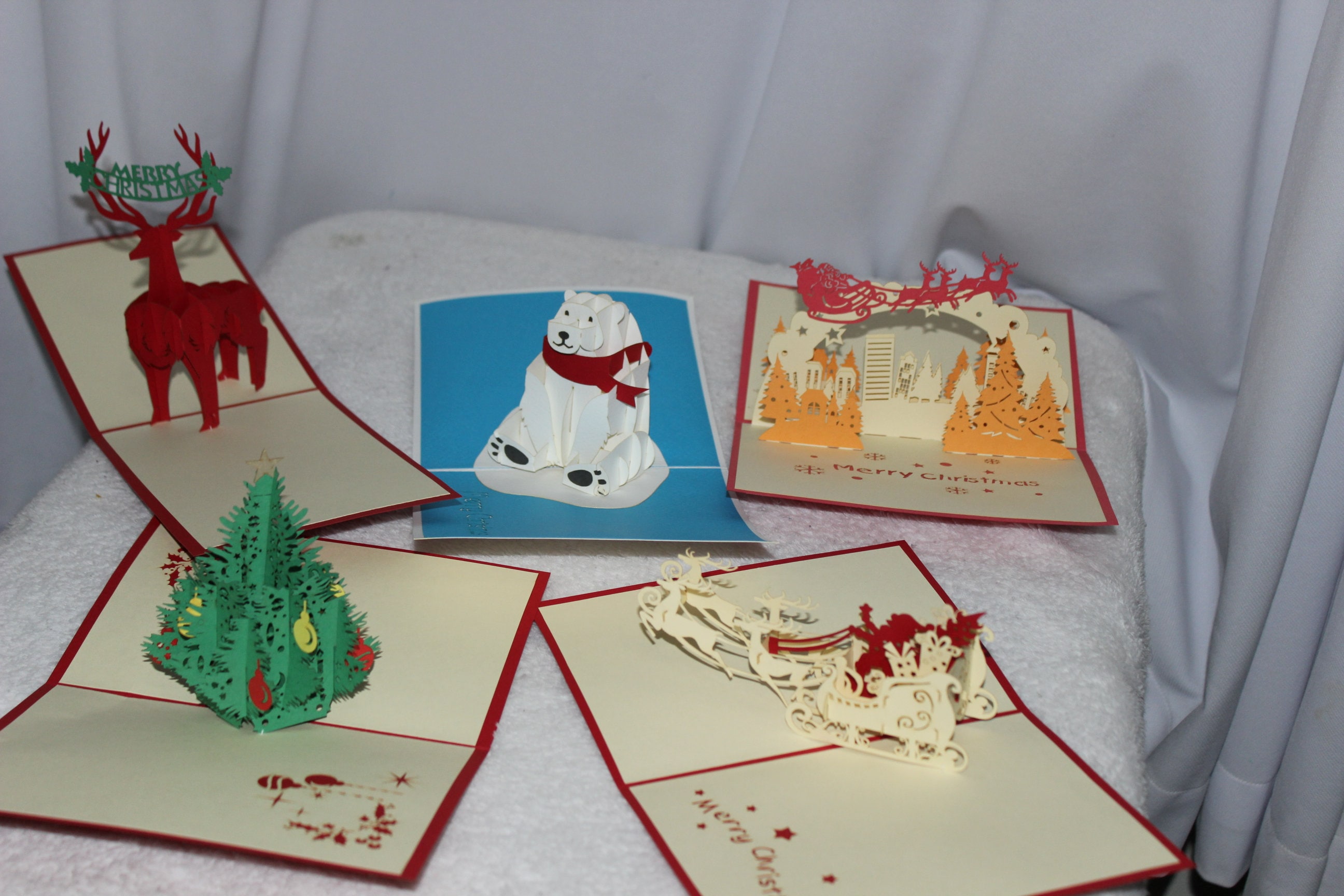 Set of 5 Pop up Christmas Cards - Etsy