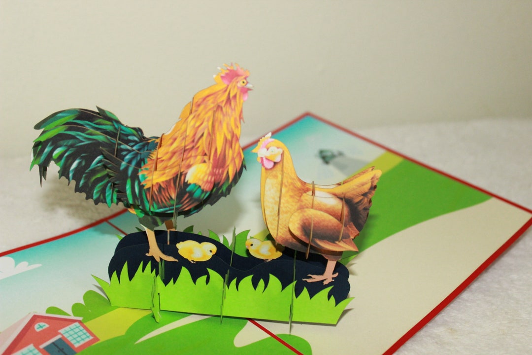 Pop up Chicken and Baby Chick Card/ Pop up Farm Card/ Pop up Card - Etsy