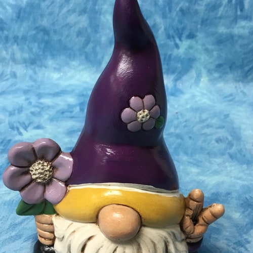 Purple and Yellow Gnome Flower Gnome Handcrafted Gnome | Etsy
