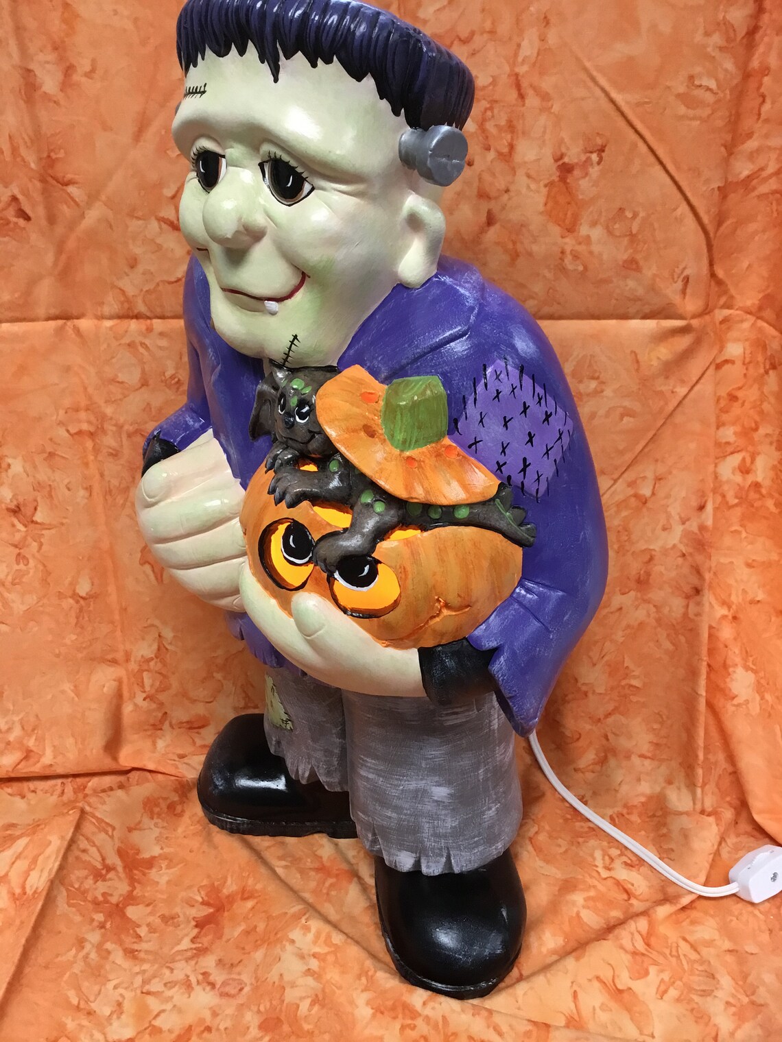 Ceramic Lighted a Frankenstein Lighted Halloween Frankie | Etsy