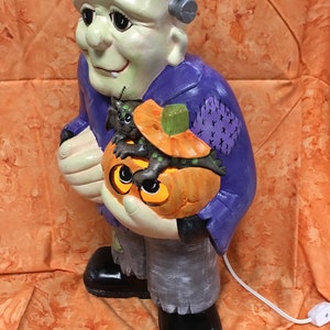 Ceramic Lighted a Frankenstein, Lighted Halloween, Frankie Statue ...
