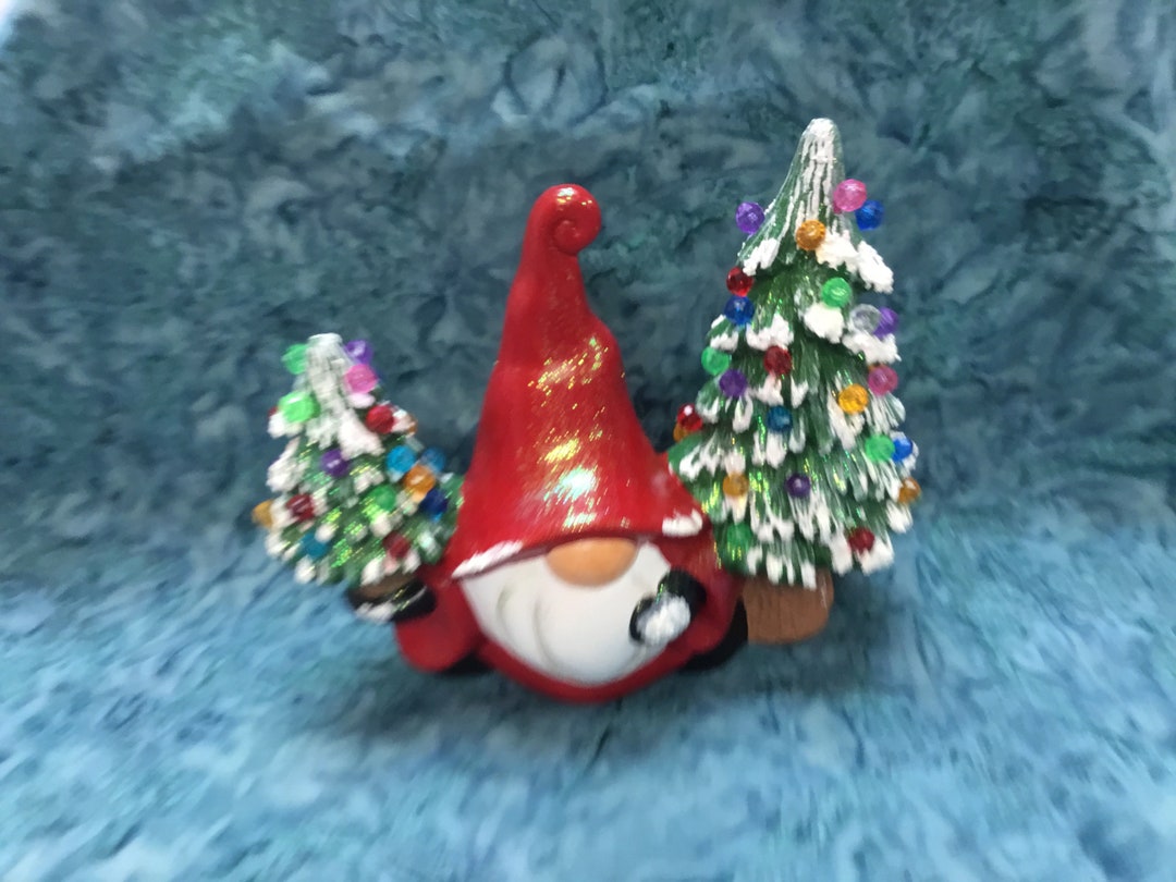 Christmas Tree Gnome, Gnome and Tree, Christmas Gnome, Ceramic Gnome ...