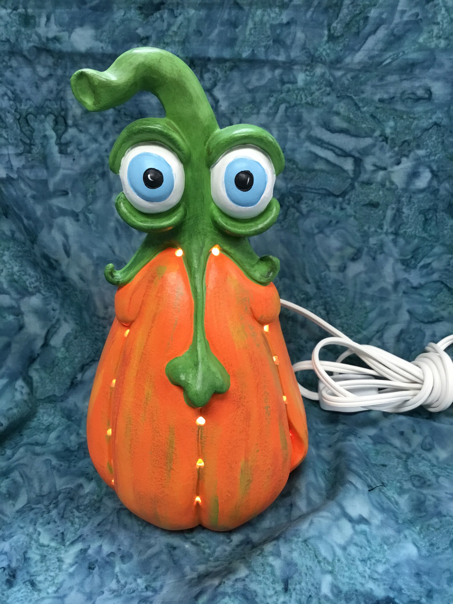 Ceramic Pumpkin Lighted Pumpkin Handcrafted Pumpkin Googled - Etsy