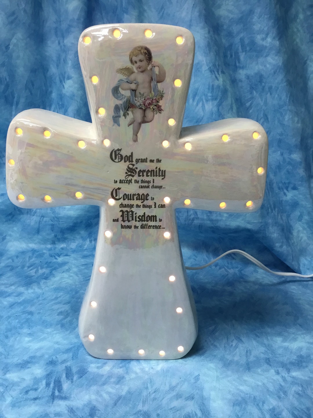 Lighted Ceramic Cross, Cross With Light and Angel With a Message ...