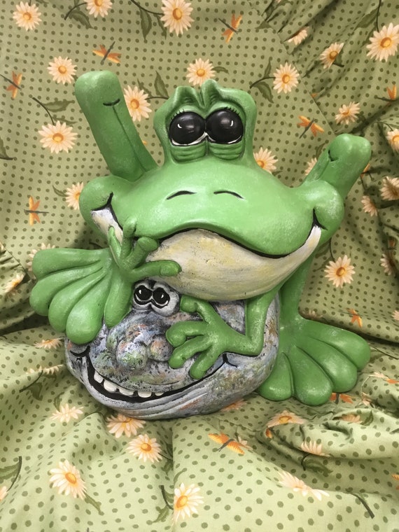 Garden Rock Frog Garden Rock Character Frog Rock | Etsy