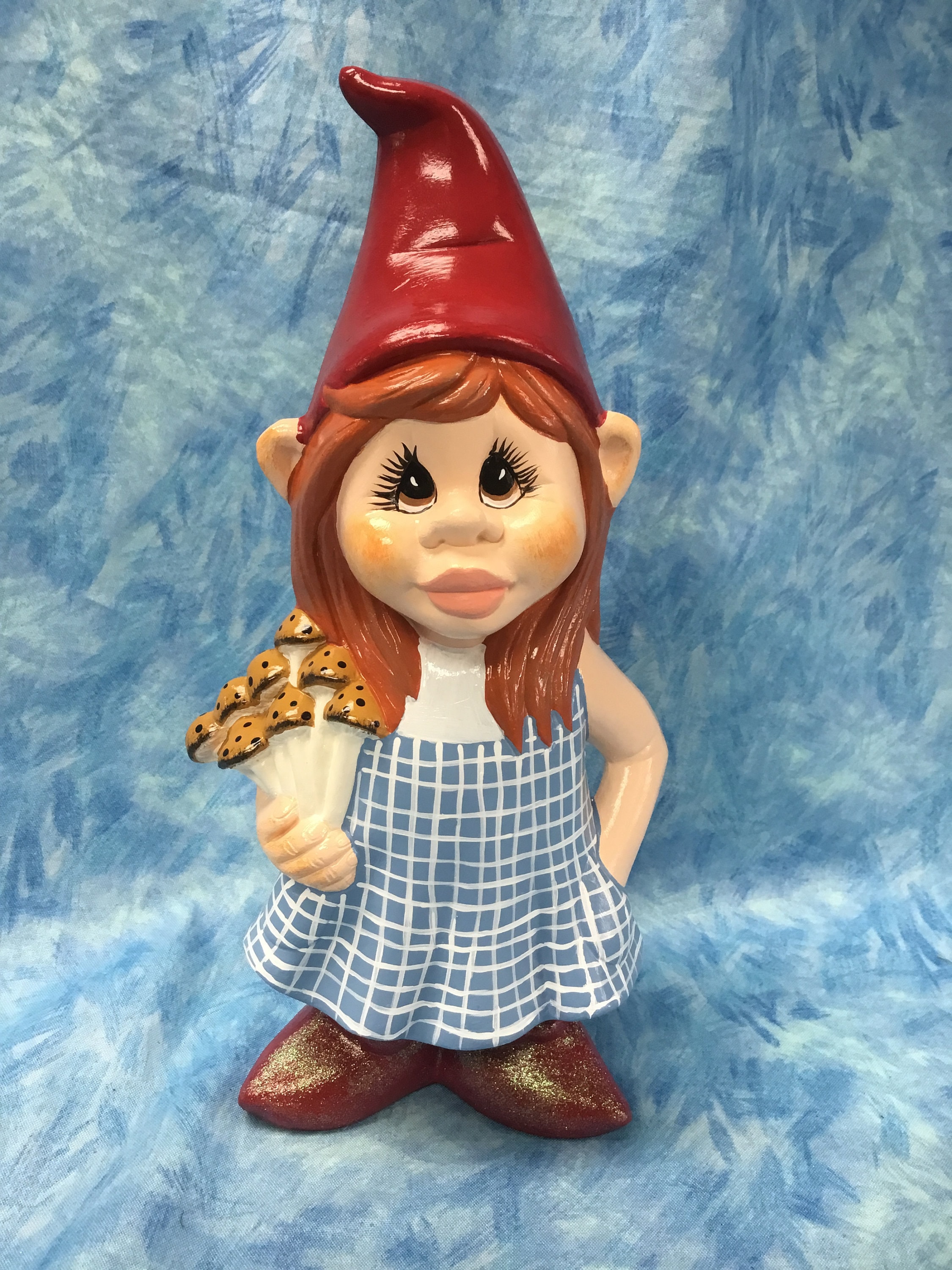 Girl Garden Gnome, Garden Art, Garden Statue, Red Headed Girl Gnome ...