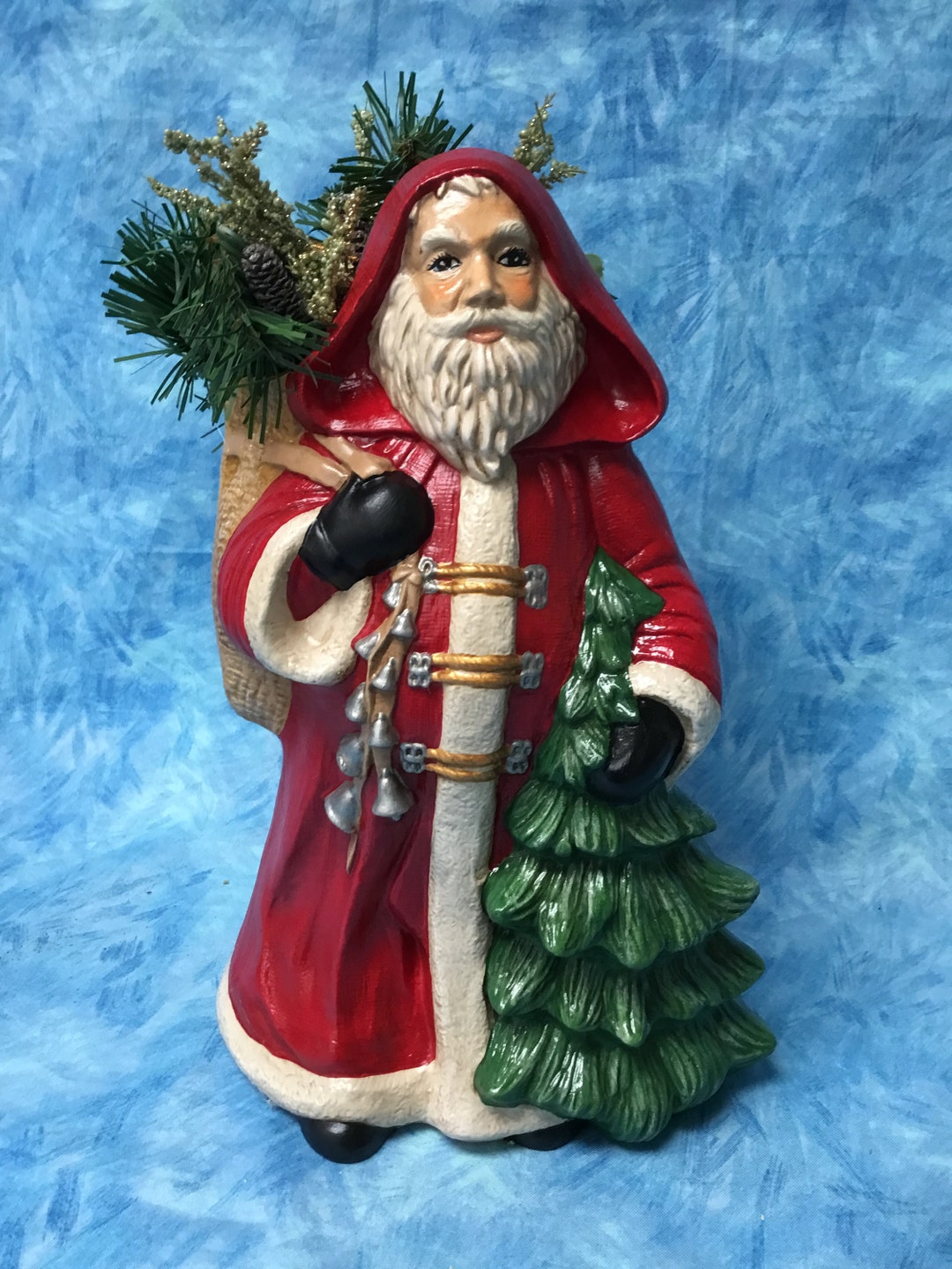 Handcrafted Old World Norwegian Santa With Floral Arrangement, Santa ...