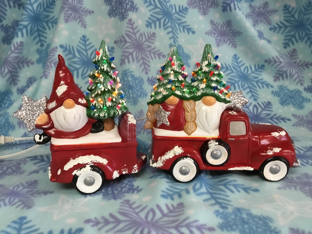 Lighted Gnome Truck, Lighted Gnomes, Handcrafted Christmas Gnomes ...