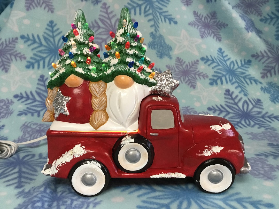 Lighted Christmas Tree Gnome in Truck, Gnomes, Christmas Gnome, Gnome ...