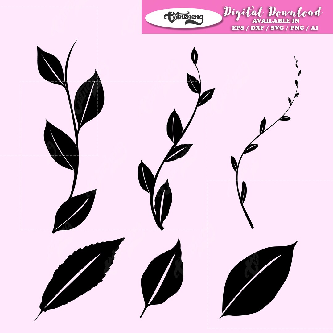 Vines and Leaves Silhouette, SVG File, EPS File, DXF File, Digital and ...