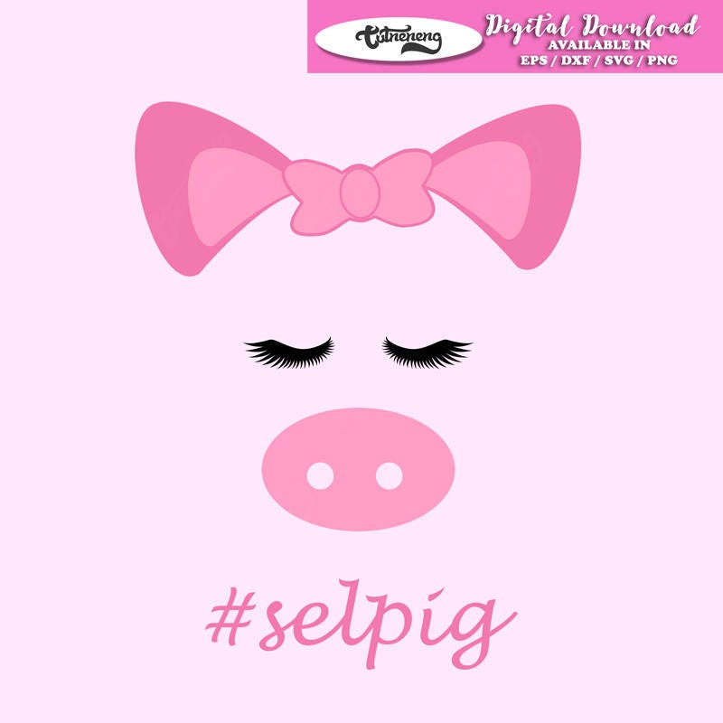 Cute Little Pig With Ribbon SVG, PIG Vector File, Pig SVG for ...