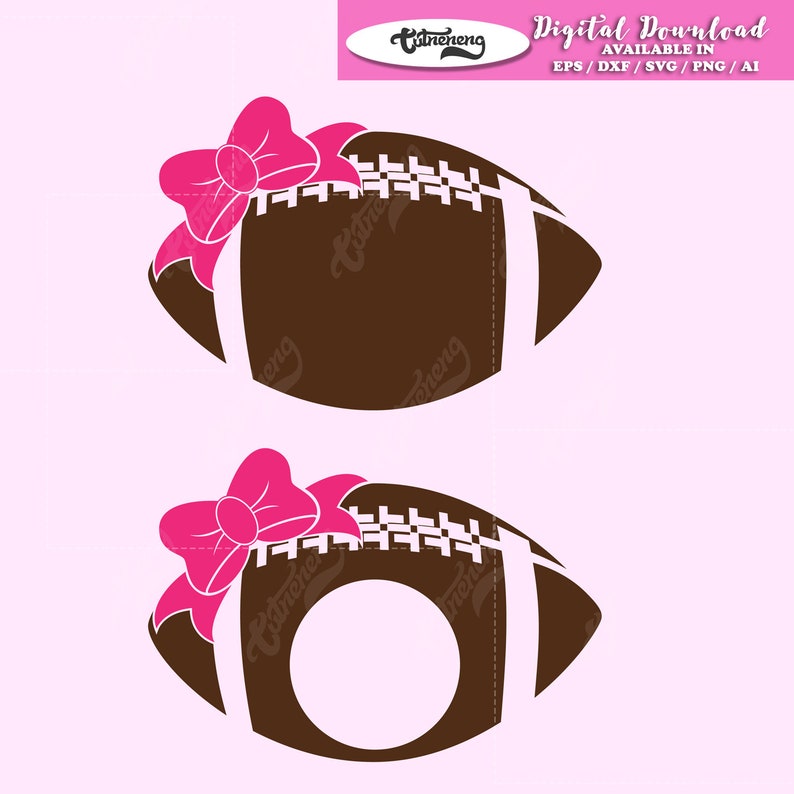 Football Bow Svg Football Monogram SVG Football and Bow Cut File ...