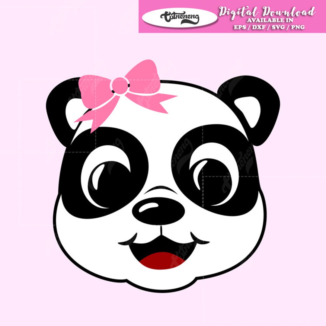 Cute Little Panda With Ribbon SVG, Panda Vector File, Baby Panda SVG ...