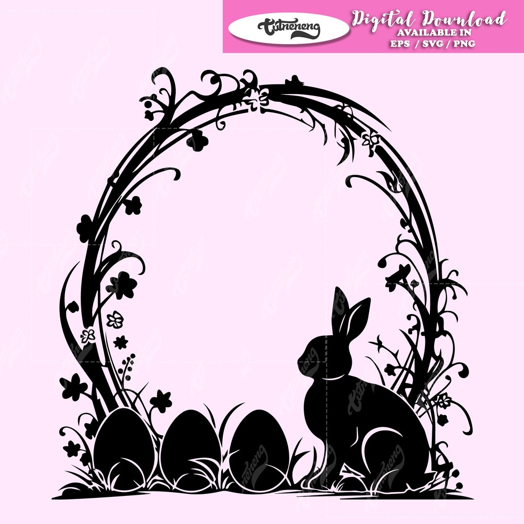 Easter Bunny and Eggs, Silhouette SVG, EPS, PNG - Perfect for Crafts ...