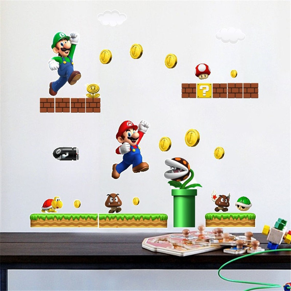 Mario Games Wall Mural Peel and Stick Wallpaper Bedroom Home Decor Peel ...