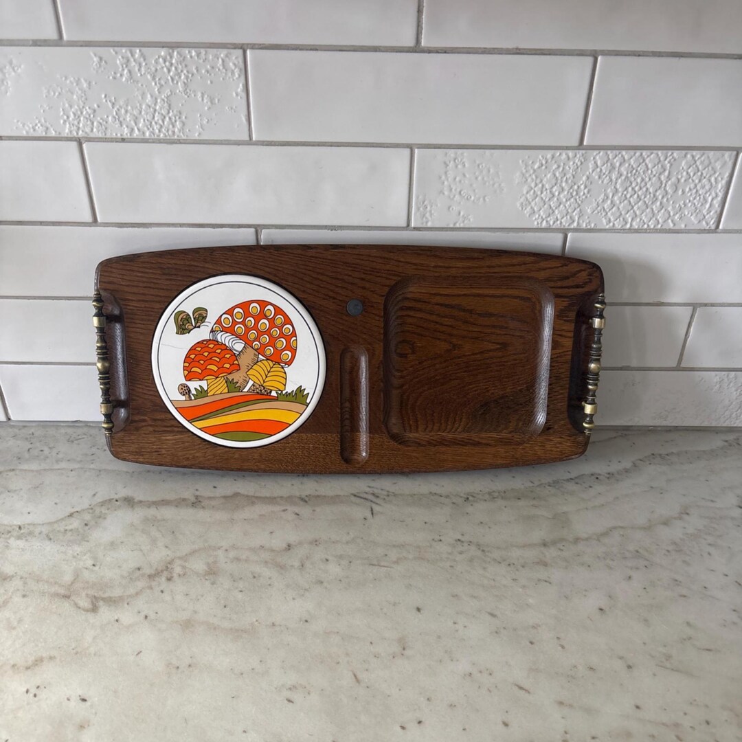Vintage 70s Groovy Mushroom Cheese Board Snack Tray - Etsy