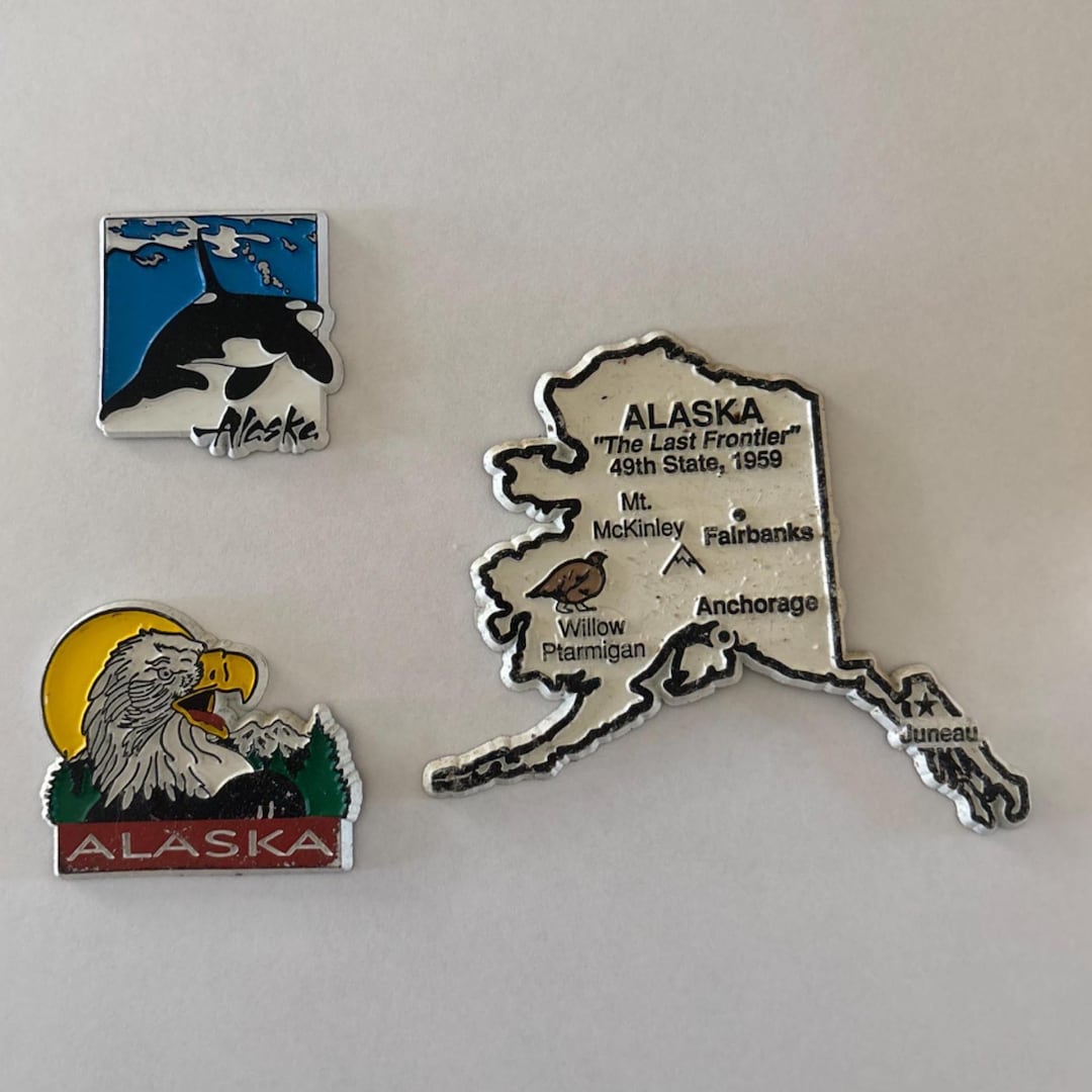 Vintage Alaska Fridge Magnets Set of 3 (killer Whale Eagle and State ...