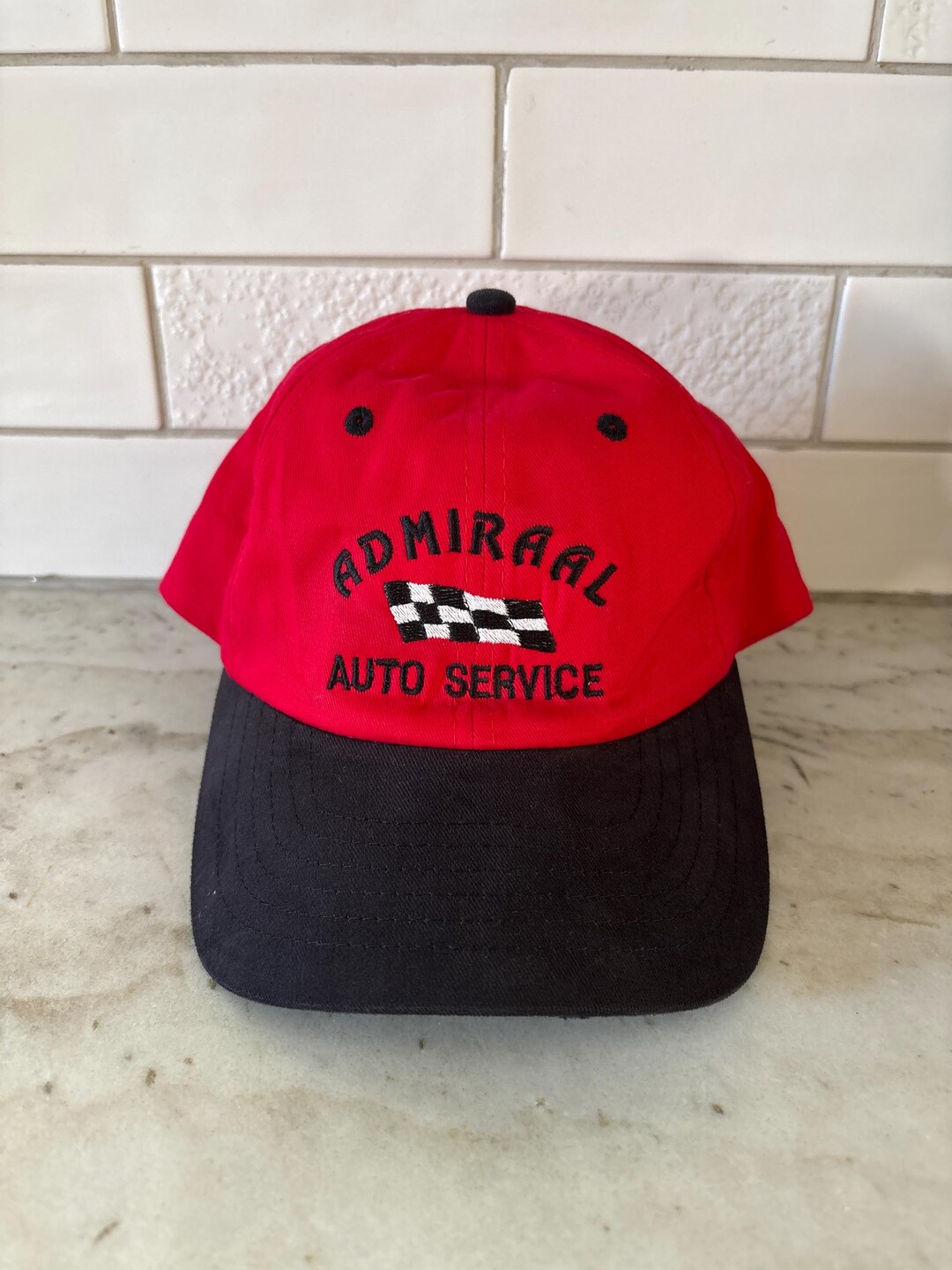 Retro Dad Hat Two Tone Checkered Racing Flag Autobody Logo - Etsy