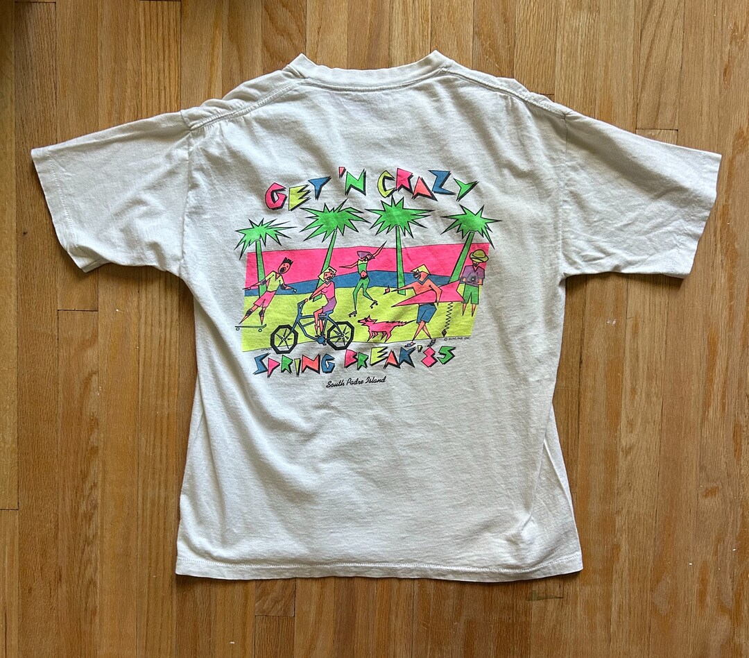 Vintage 80s T-shirt Spring Break South Padre Island Texas 1985 Made in ...