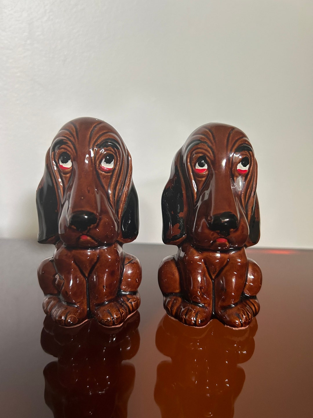 Vintage Enesco Sad Basset Hound Dog Salt and Pepper Shakers Made in ...