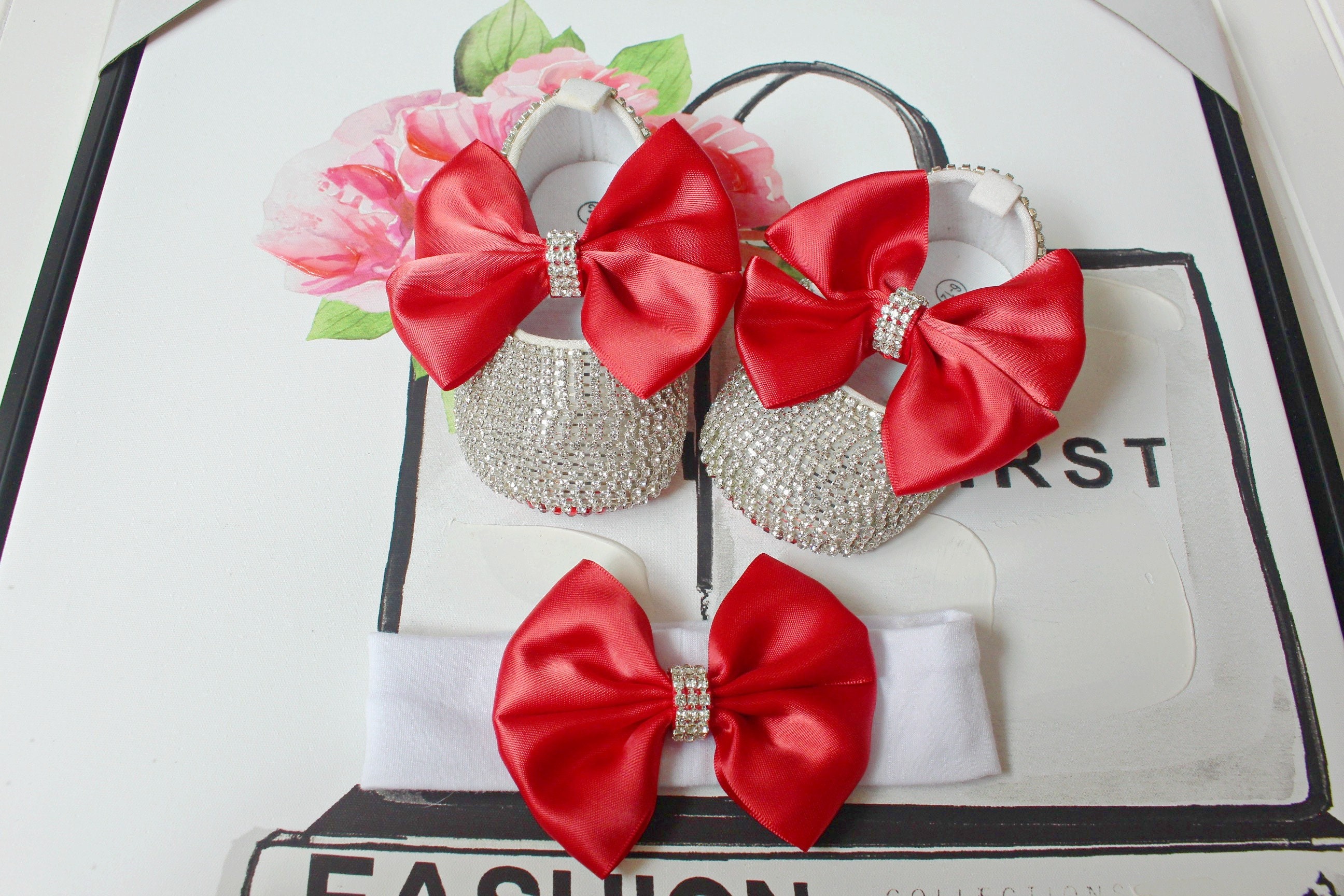 Rhinestone Red Bottom Baby Shoes Custom Baby Shoes..luxury - Etsy