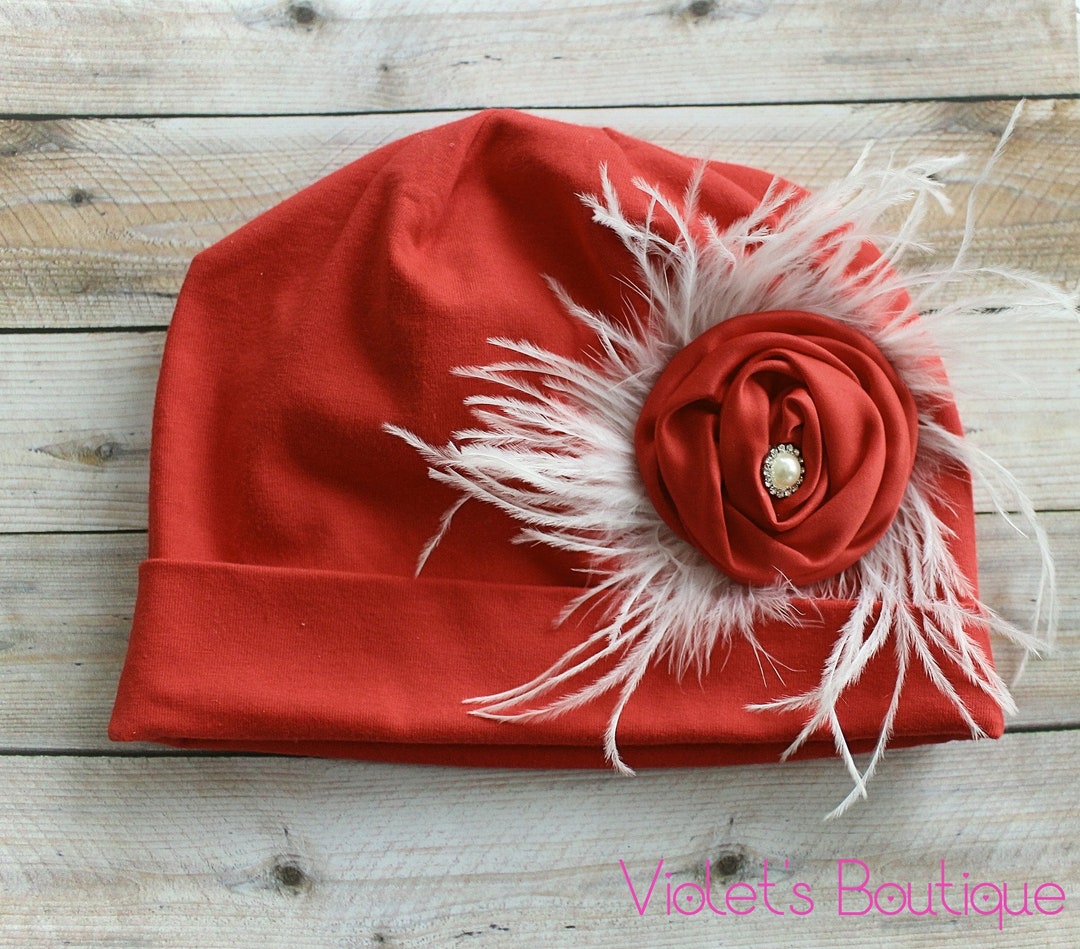 Girl Red Hat..fancy Hat...baby Girl Hat..baby Girl Beanie..newborn ...