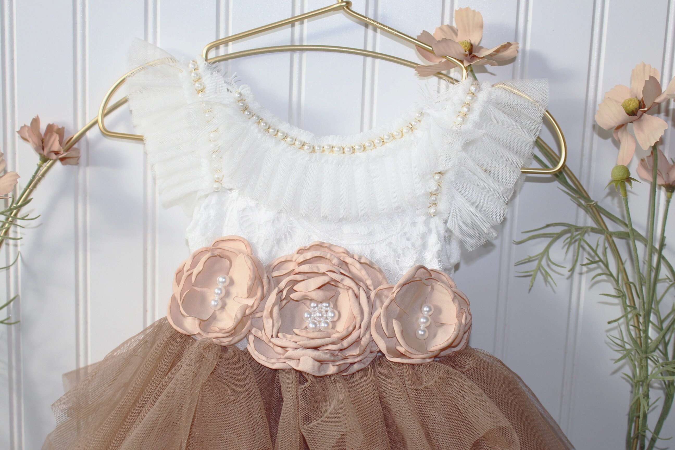 Brown Flier Girl Dress, Dresses for Girl, 1st Birthday Dress, Fancy ...