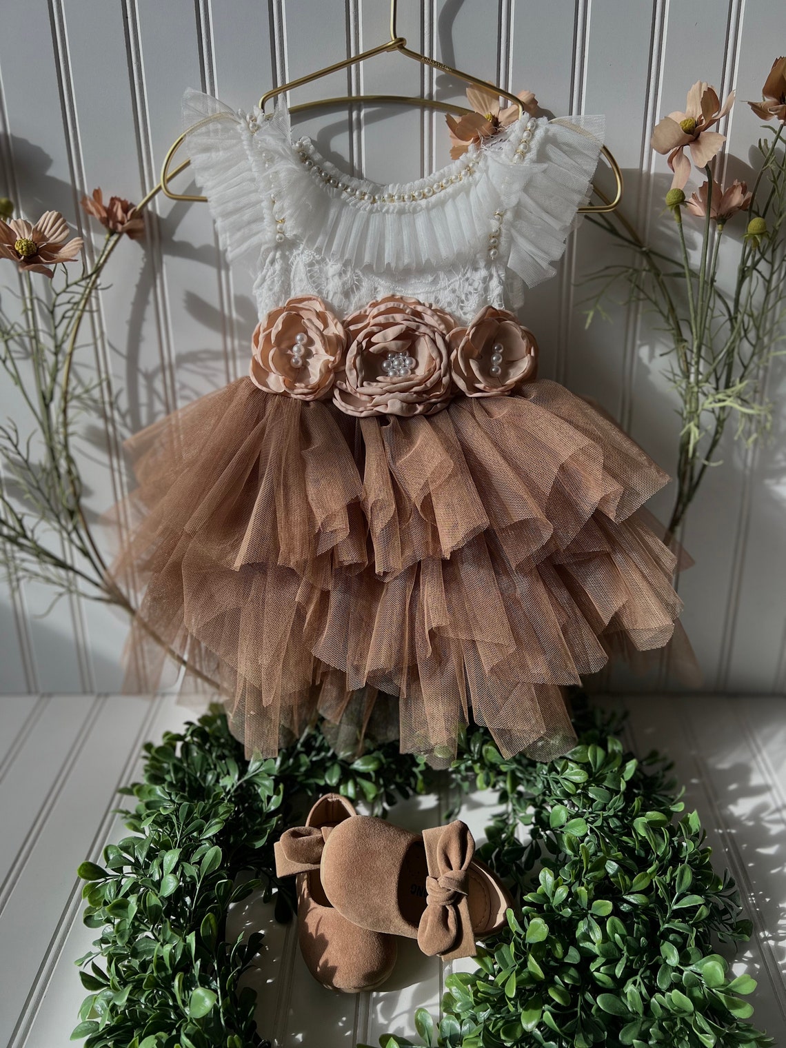 Brown Flier Girl Dress, Dresses for Girl, 1st Birthday Dress, Fancy ...