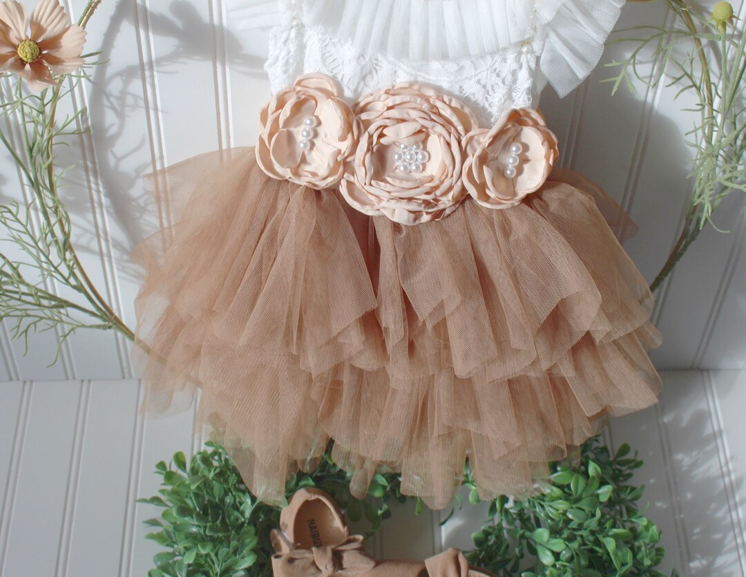 Brown Flier Girl Dress, Dresses for Girl, 1st Birthday Dress, Fancy ...