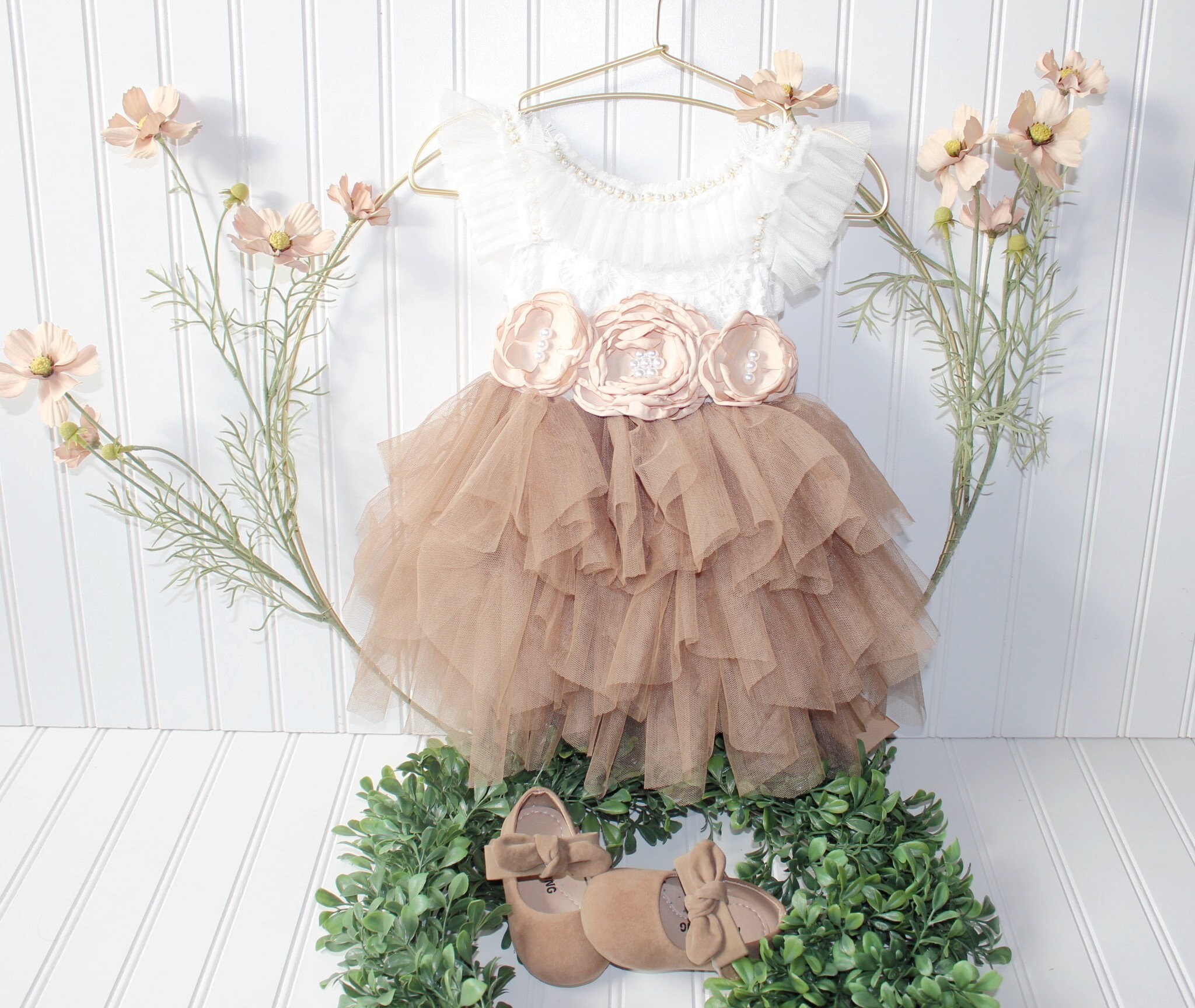 Brown Flier Girl Dress, Dresses for Girl, 1st Birthday Dress, Fancy ...