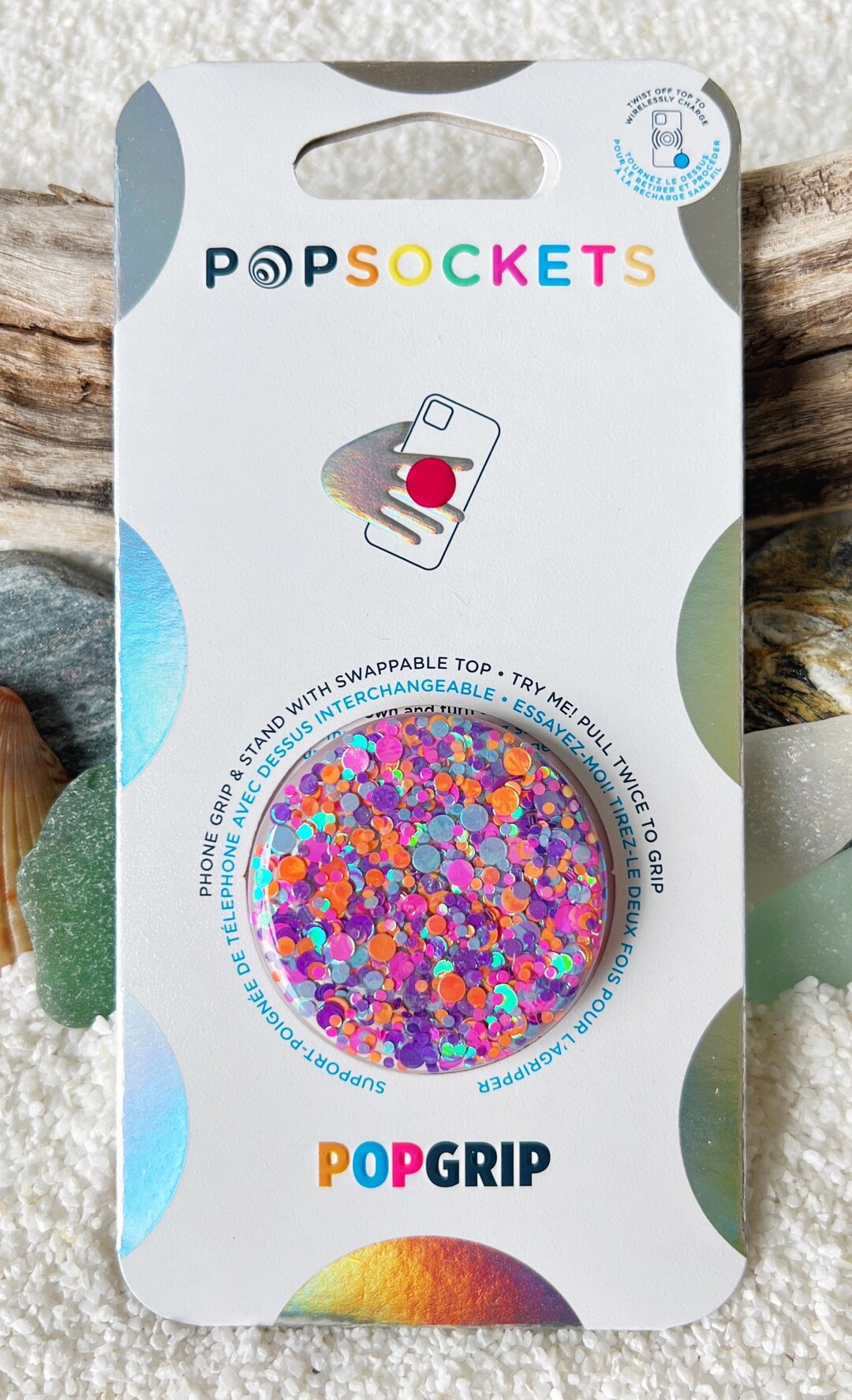 Tropical Fish Dot Glitter Swappable Popsocket, Handmade/customized ...