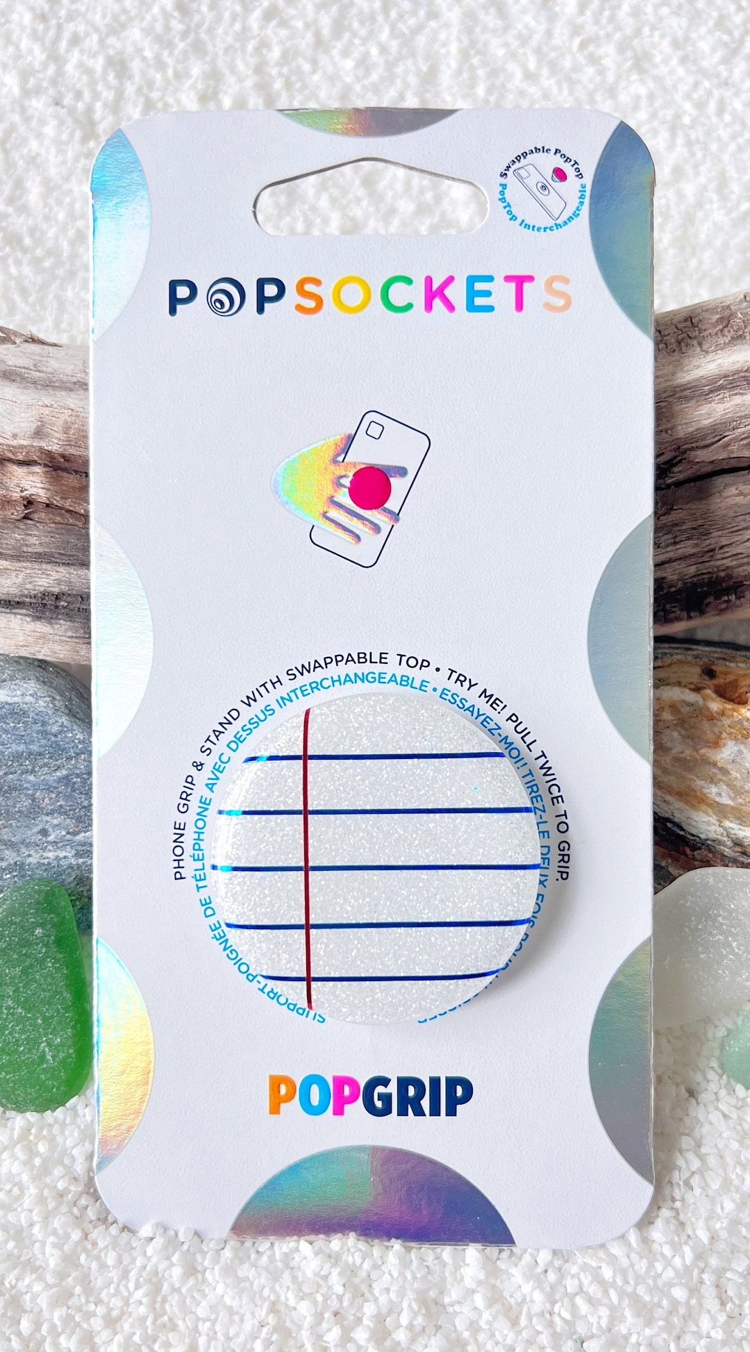 Notebook Paper, Handmade/customized, Swappable Popsocket, Clear Base ...