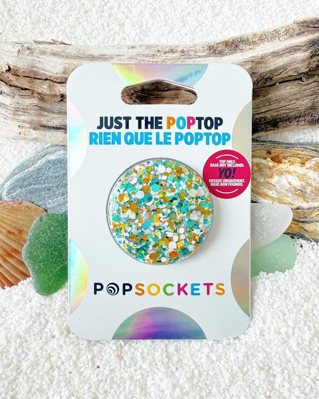 Beachy Dot Glitter, Customized Swappable Popsocket, Clear Top/adhesive ...