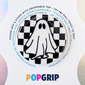 White Glitter Ghost, Handmade/customized, Swappable Popsocket, Clear ...