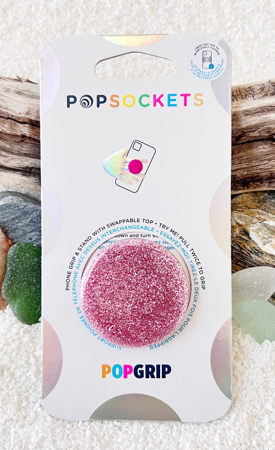 Metallic Pink Swappable Popsocket Clear Base Popsocket - Etsy
