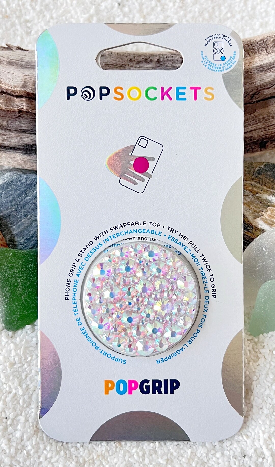 Transparent AB Rhinestone Swappable Popsocket Clear Base - Etsy