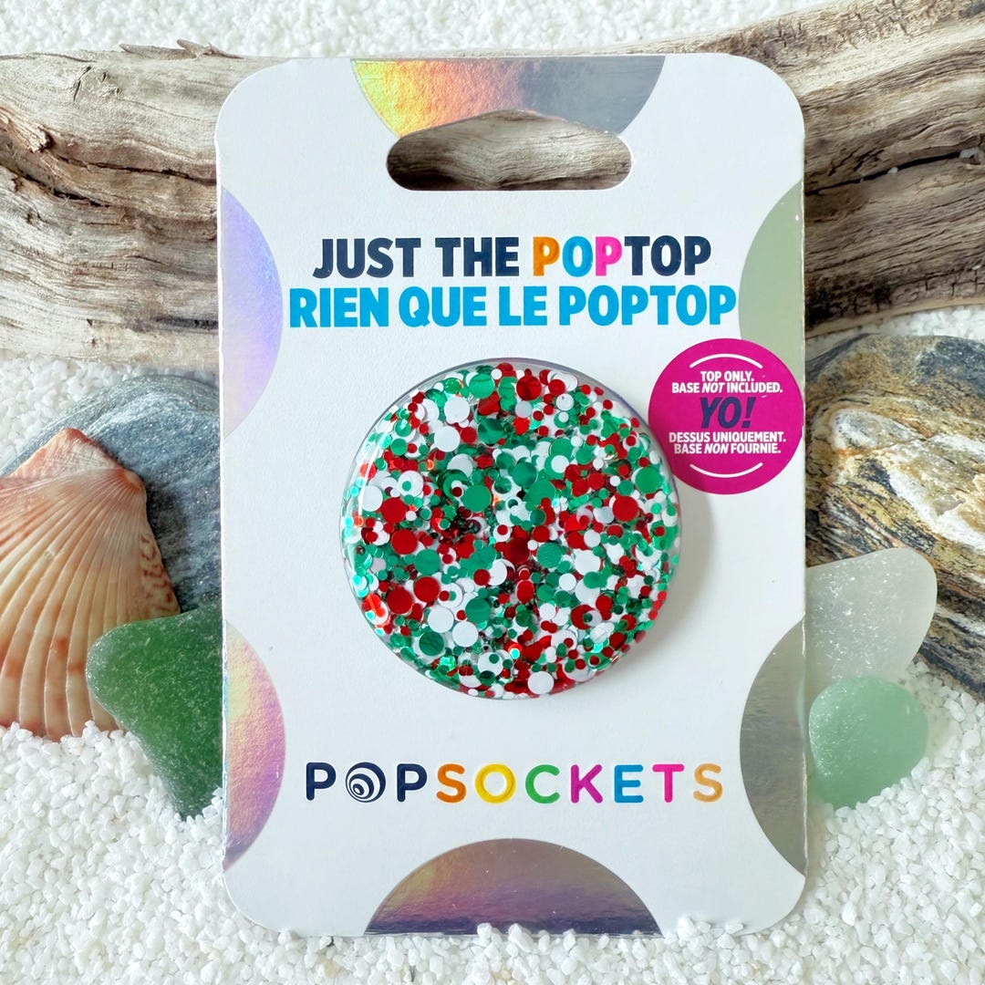 Peppermint Kisses Glitter, Customized Swappable Popsocket, Clear Top ...