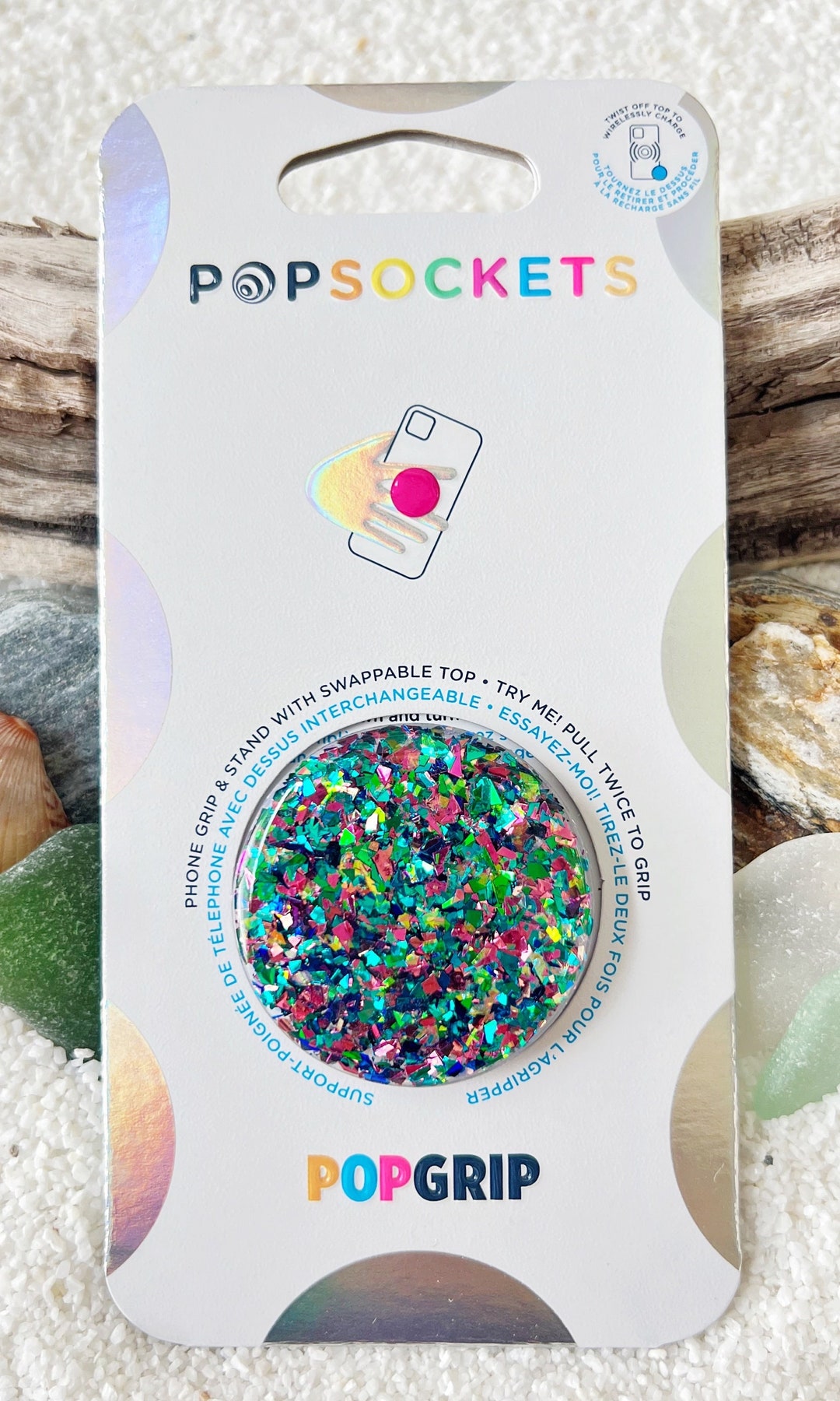 Beautifully Broken Glitter Swappable Popsocket, Handmade/customized, Swappable Popsocket, Clear ...