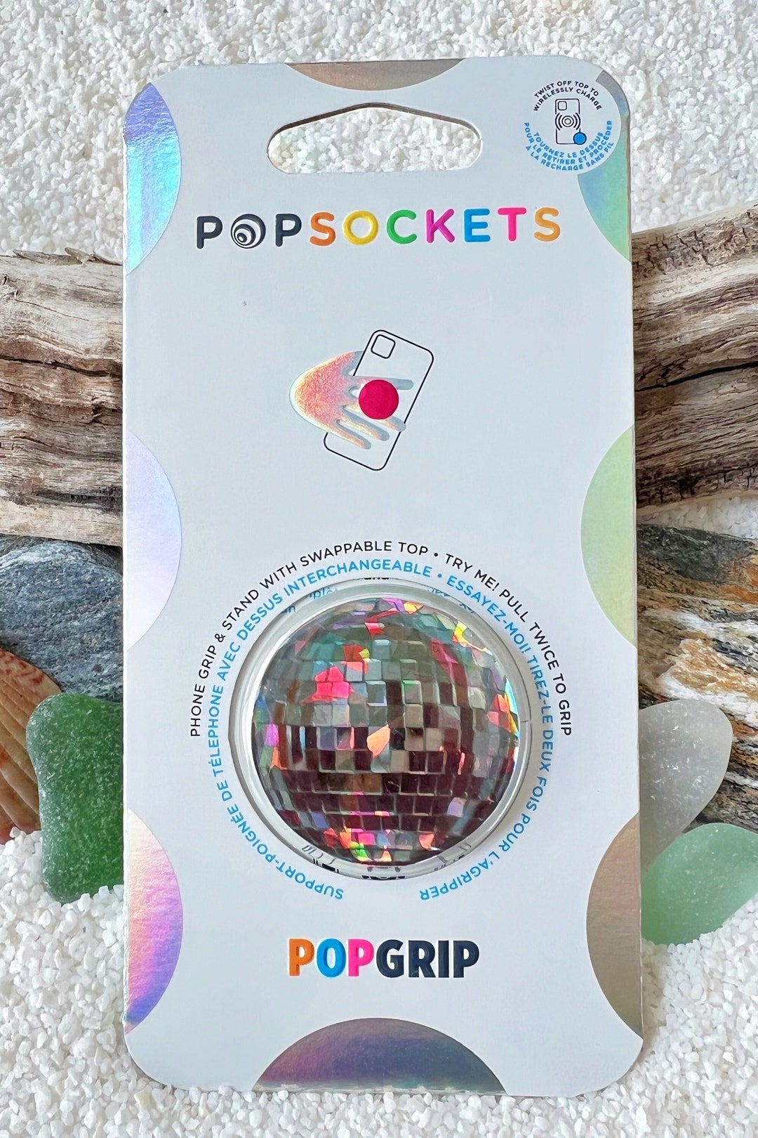 Holographic Disco Ball Popsocket, Clear Base Popsocket, Popsocket ...