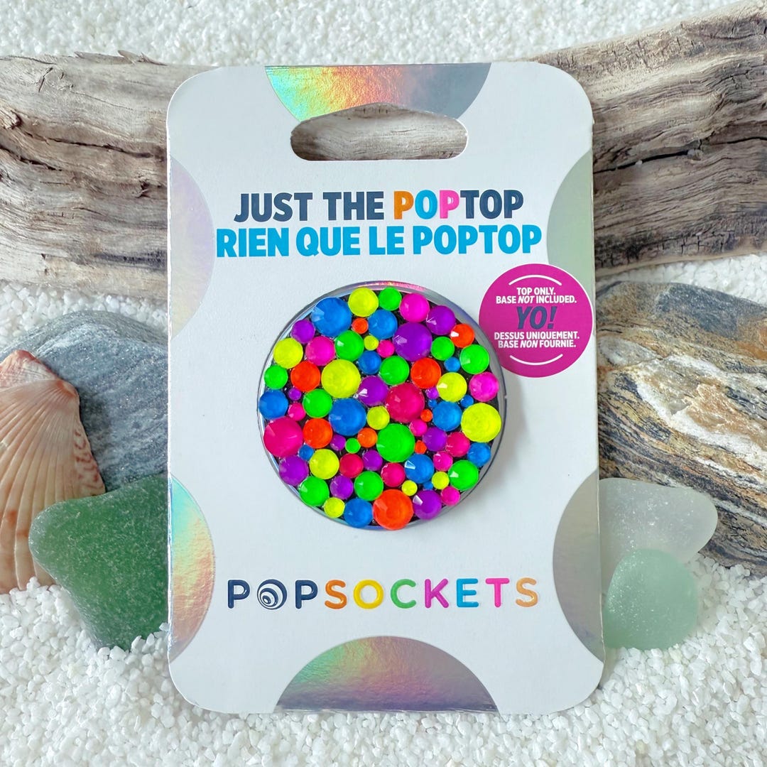 Neon Rhinestone, Customized Swappable Popsocket, Clear Top/clear ...